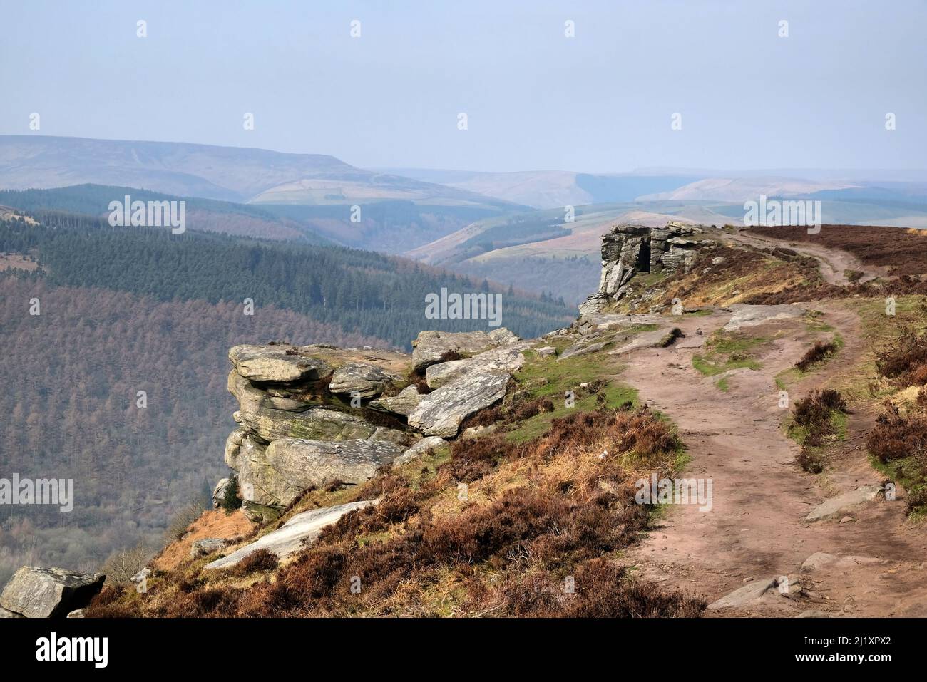 Views from Bamford Edge in the Dark Peak of the Peak District ...