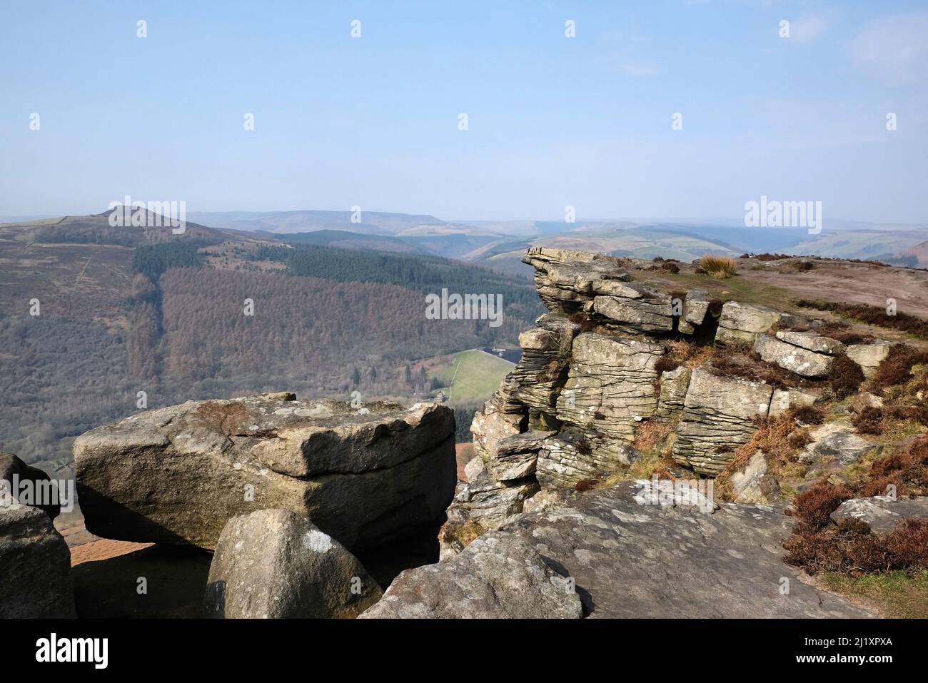 Views from Bamford Edge in the Dark Peak of the Peak District ...