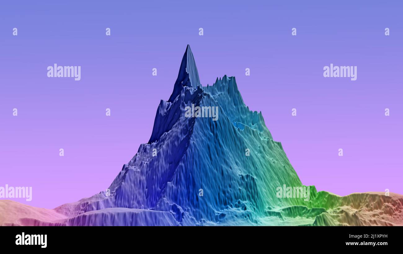 multicolored sharp mountain background with clear sky 3d rendering ...