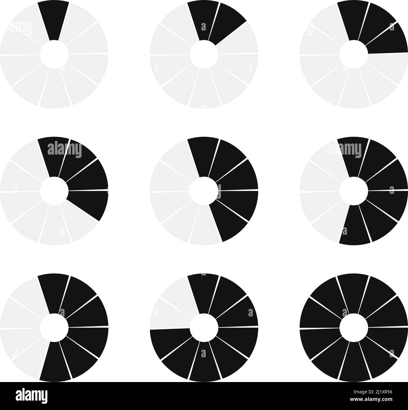 Preloader, circular loading bar. Pie chart, pie graph. Vector template ...