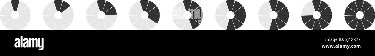 Preloader, circular loading bar. Pie chart, pie graph. Vector template ...