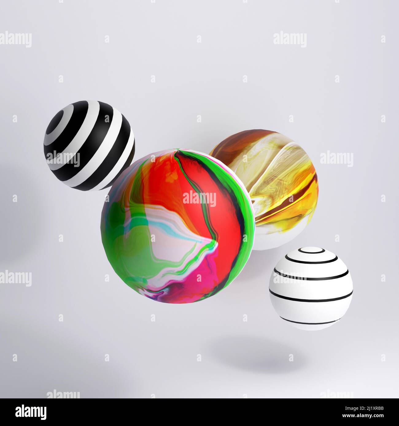 3D rendering trendy background colorful balls shape Stock Photo - Alamy