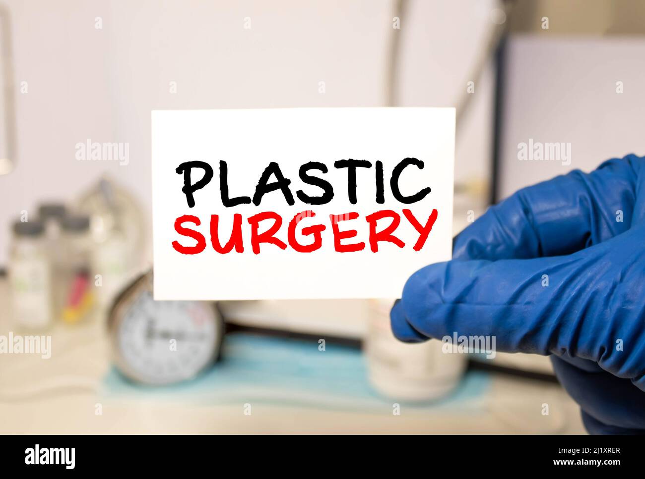 plastic surgery text write on blackboard, concept Stock Photo - Alamy
