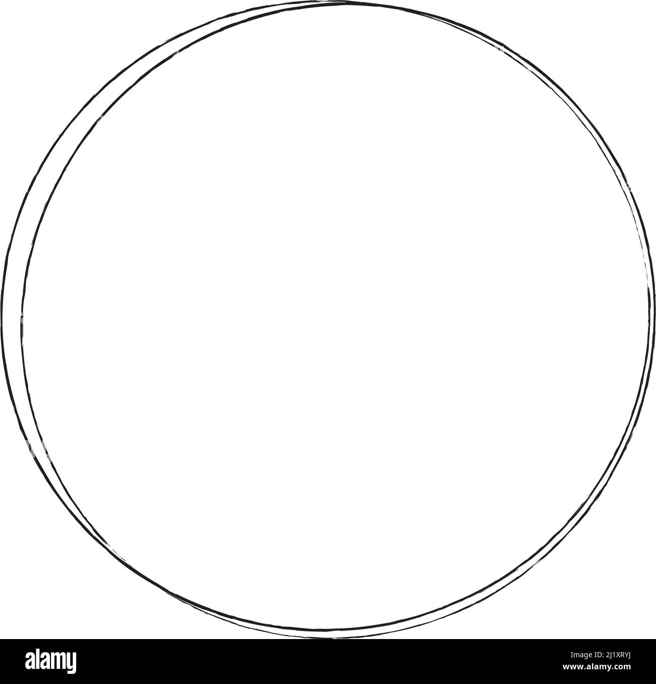 Random circles with hand drawn, free hand drawing effect. Concentric ...