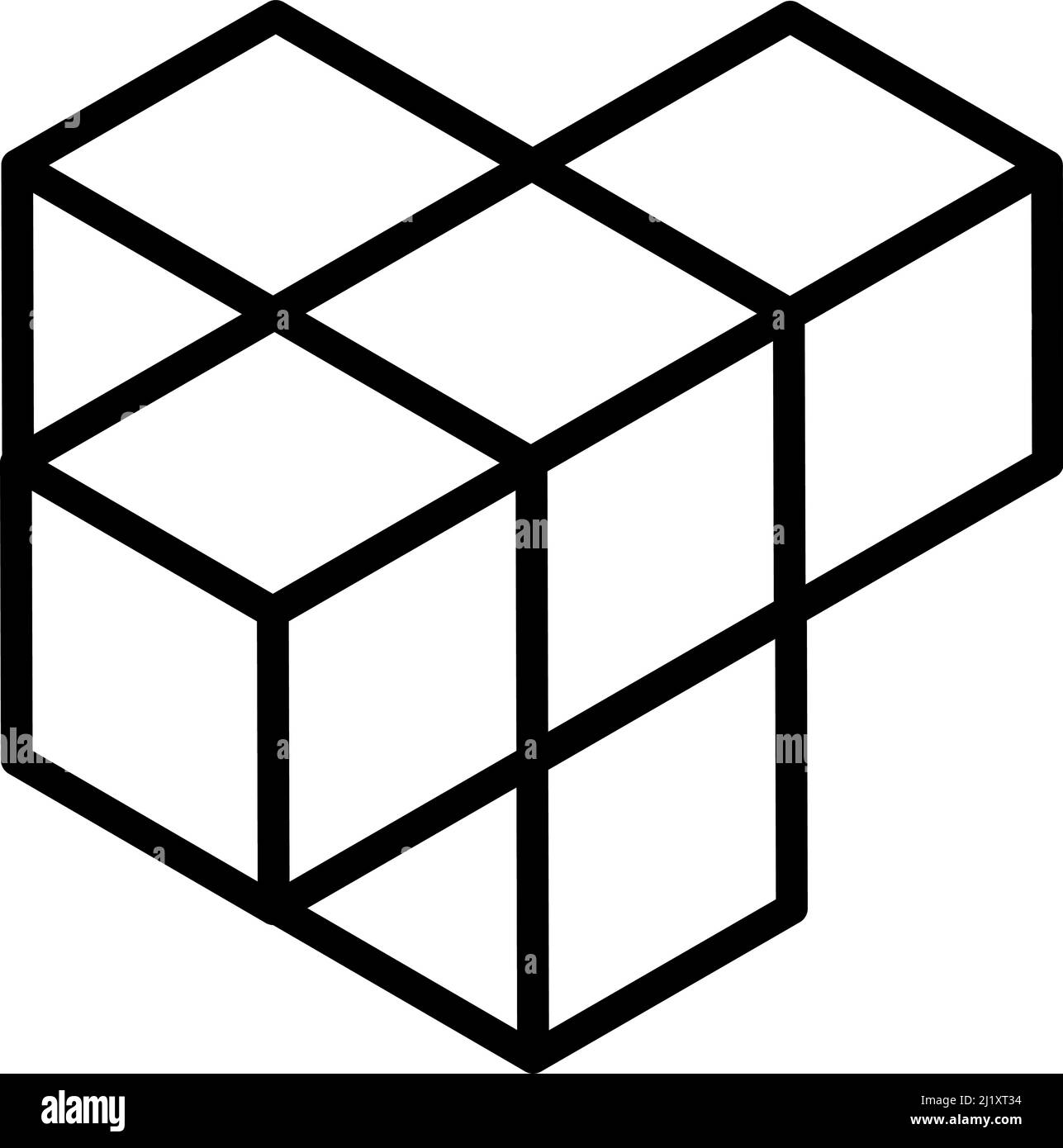 3d Cube icon, symbol illustration. Building, cargo icon. Squares cubic ...