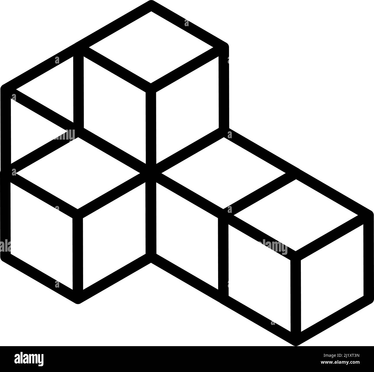 3d Cube icon, symbol illustration. Building, cargo icon. Squares cubic ...