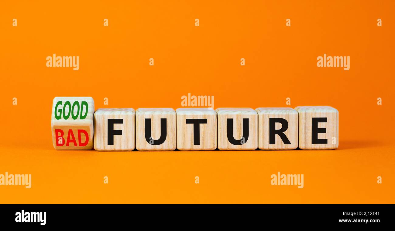 Good or bad future symbol. Turned wooden cubes and changed concept ...