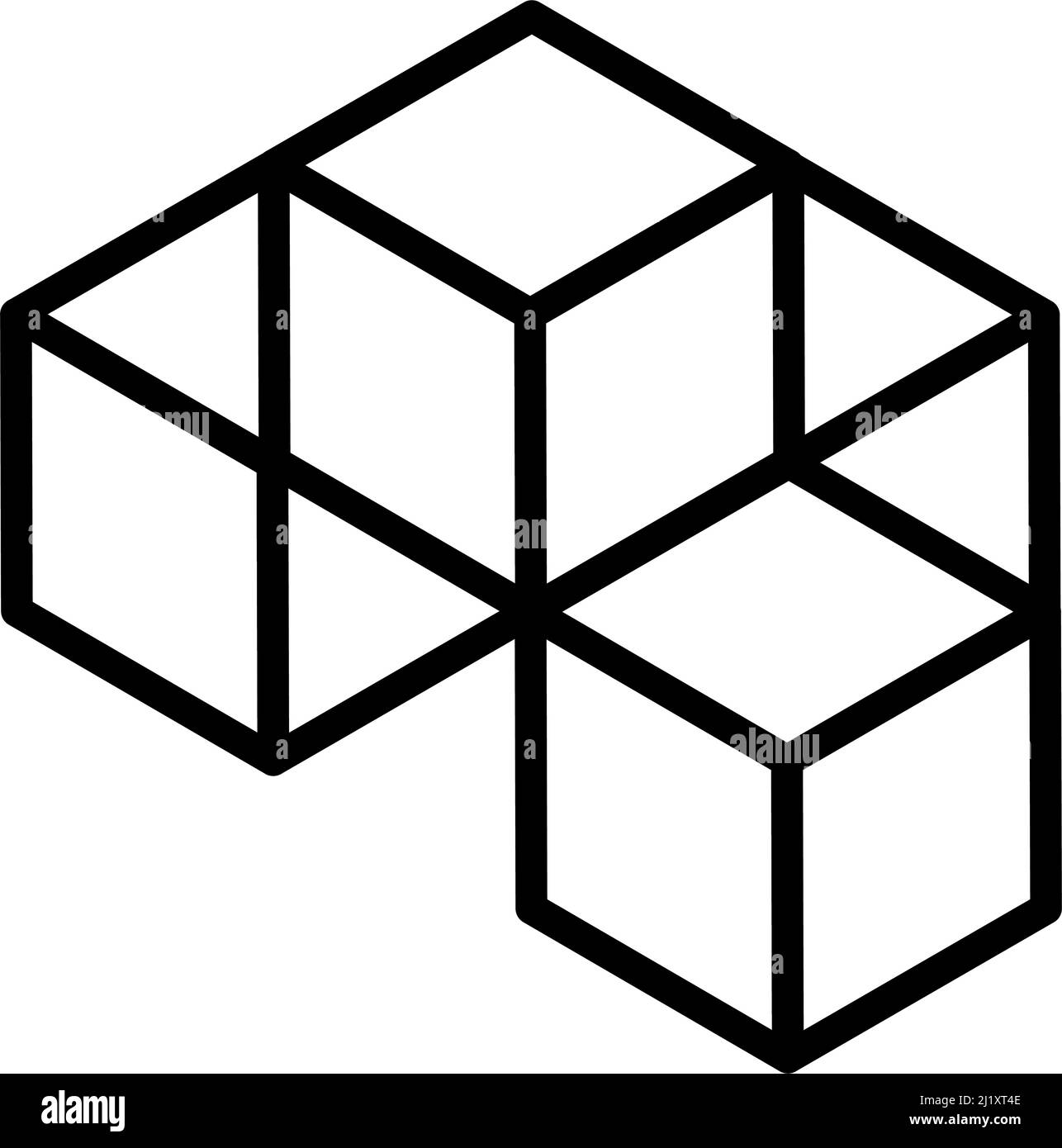 3d Cube icon, symbol illustration. Building, cargo icon. Squares cubic ...