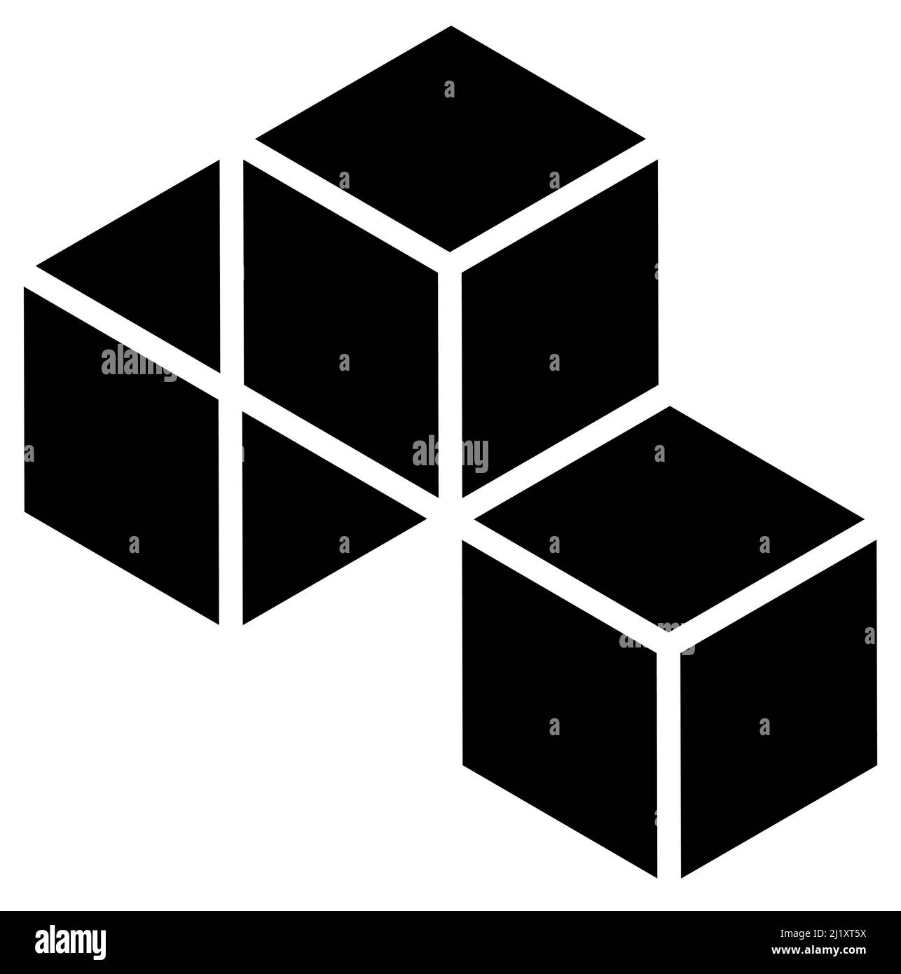 3d Cube icon, symbol illustration. Building, cargo icon. Squares cubic ...
