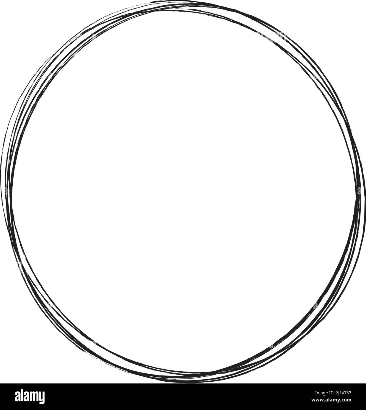 Random circles with hand drawn, free hand drawing effect. Concentric ...