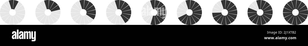 Preloader, circular loading bar. Pie chart, pie graph. Vector template ...