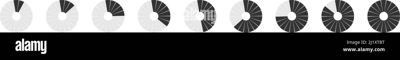Preloader, circular loading bar. Pie chart, pie graph. Vector template ...