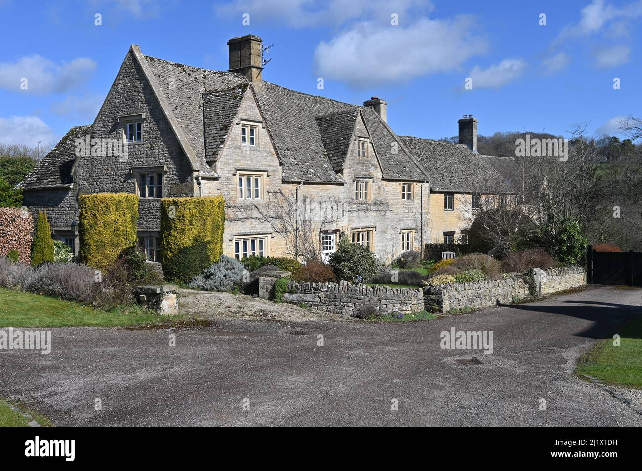 Cotswold stone houses in a small development in the Gloucestershire ...