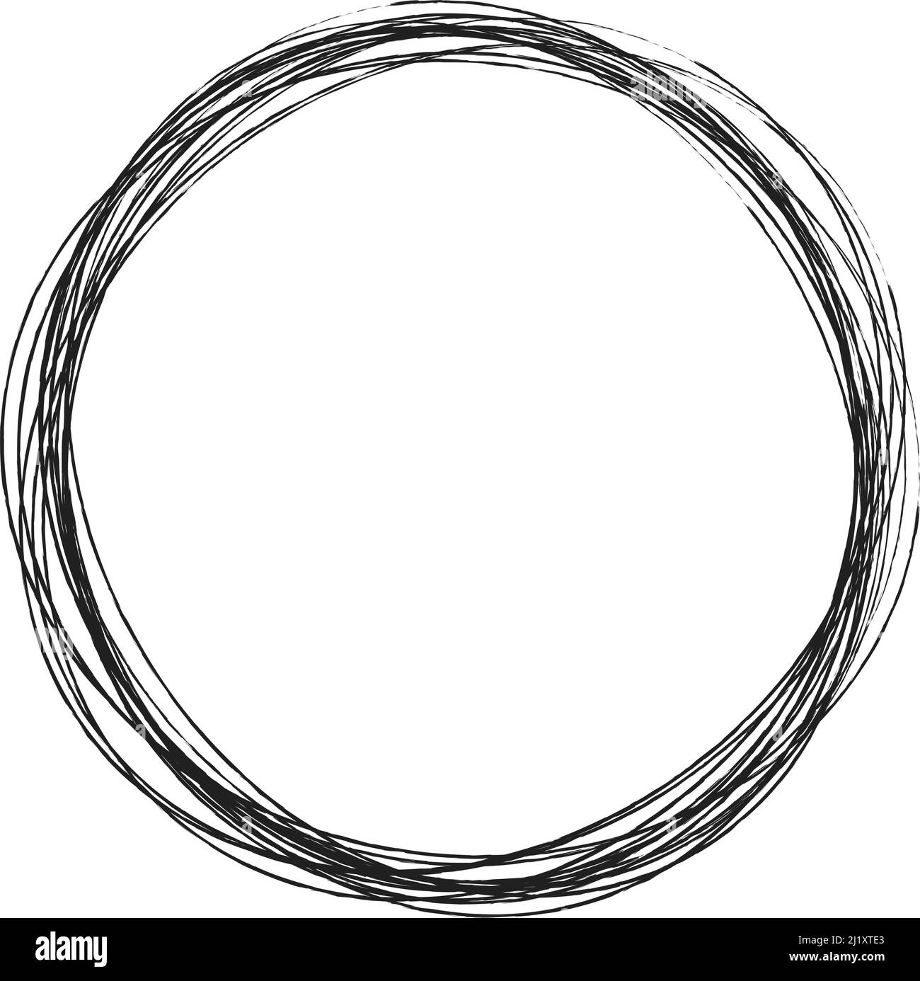 Random circles with hand drawn, free hand drawing effect. Concentric ...