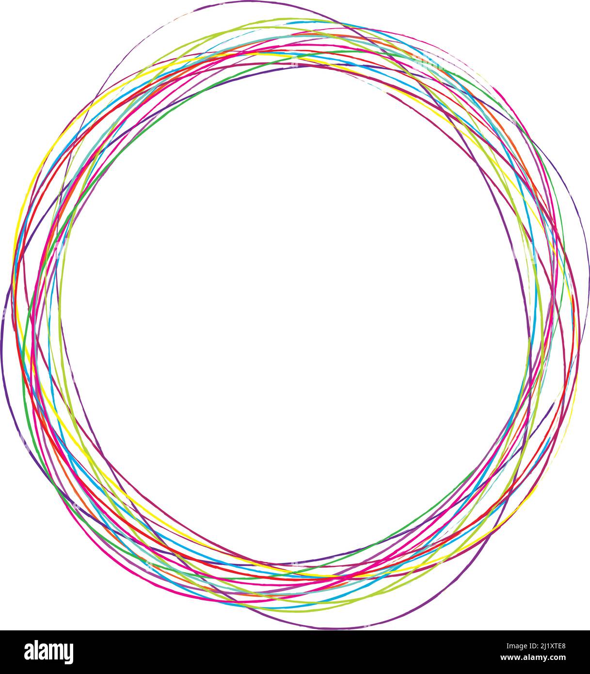 Random circles with hand drawn, free hand drawing effect. Concentric ...