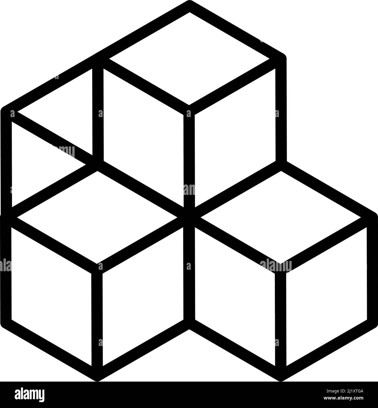 3d Cube icon, symbol illustration. Building, cargo icon. Squares cubic ...