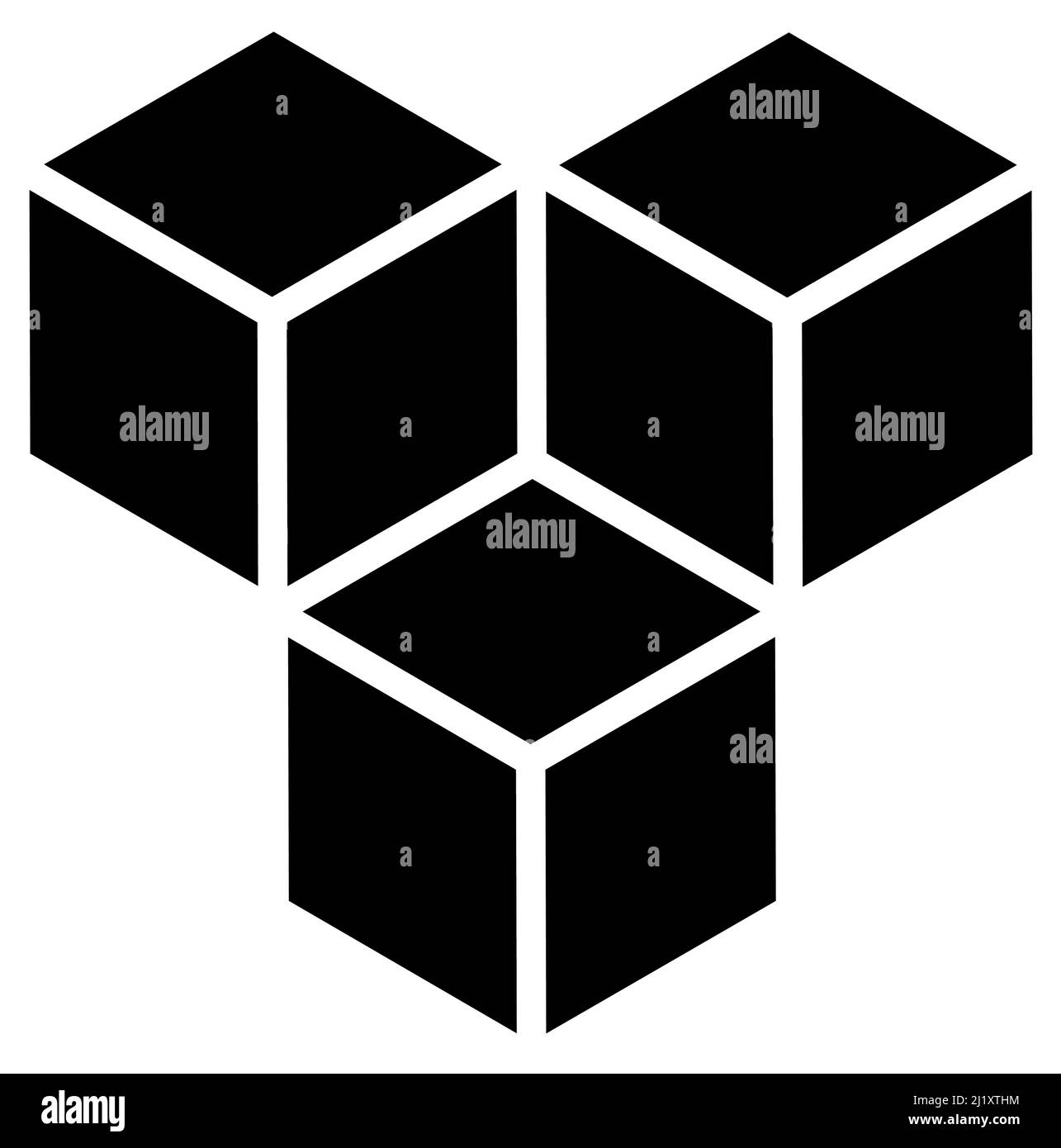 3d Cube icon, symbol illustration. Building, cargo icon. Squares cubic ...