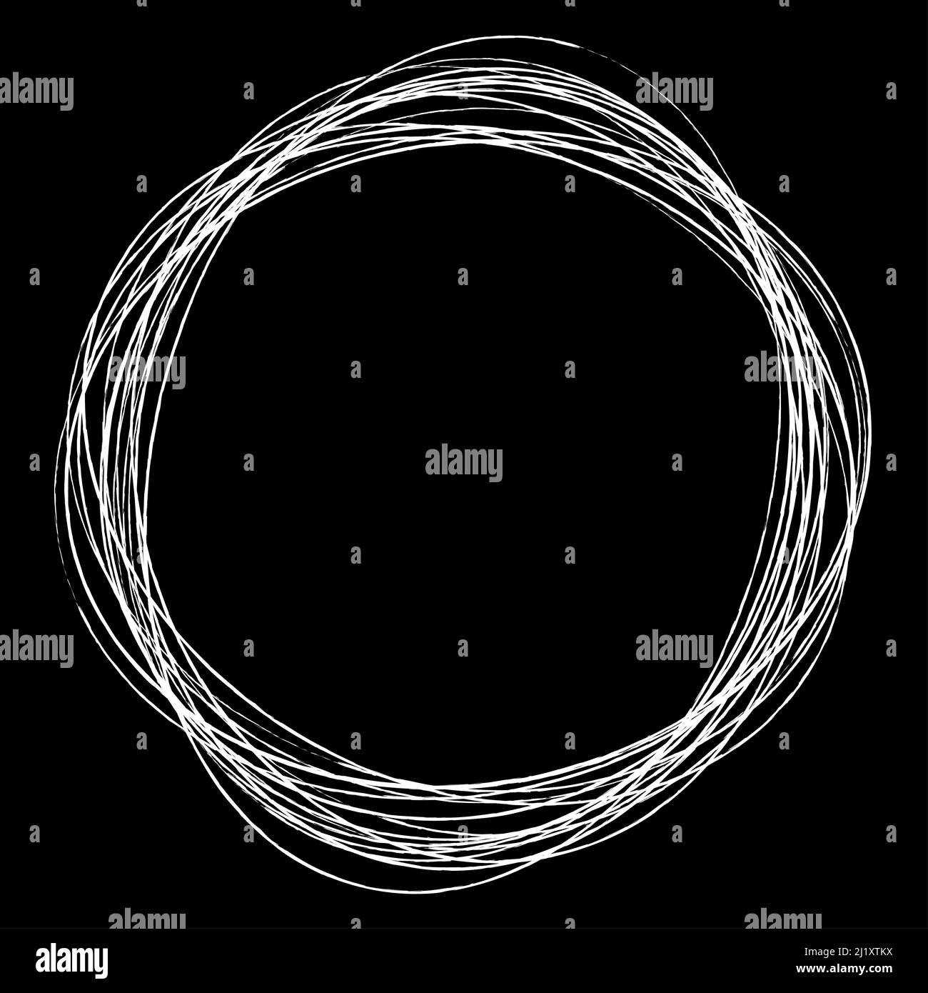 Random circles with hand drawn, free hand drawing effect. Concentric ...