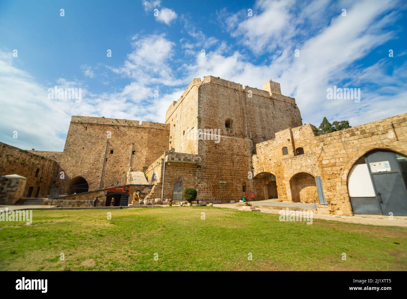 Fort in the city of Akko, medieval buildings made of stone Stock Photo ...