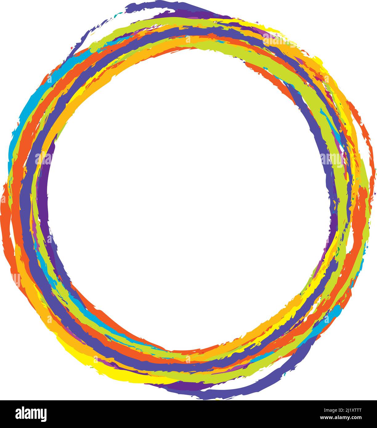 Random circles with hand drawn, free hand drawing effect. Concentric ...