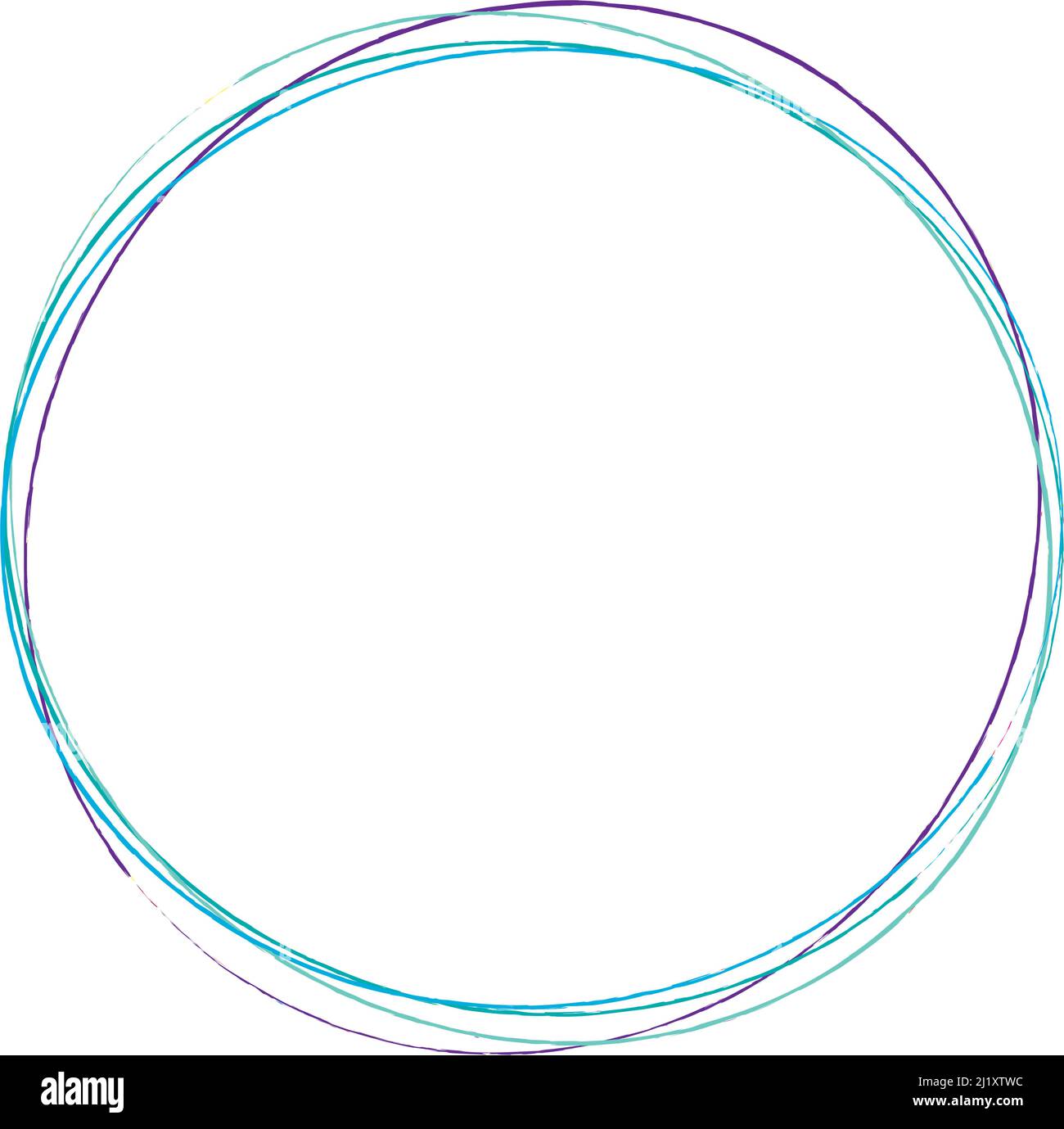 Random circles with hand drawn, free hand drawing effect. Concentric ...