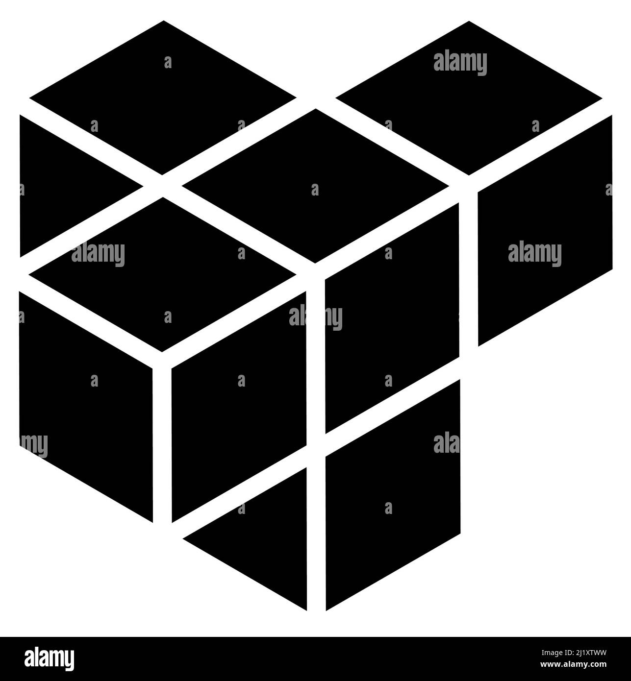 3d Cube icon, symbol illustration. Building, cargo icon. Squares cubic ...