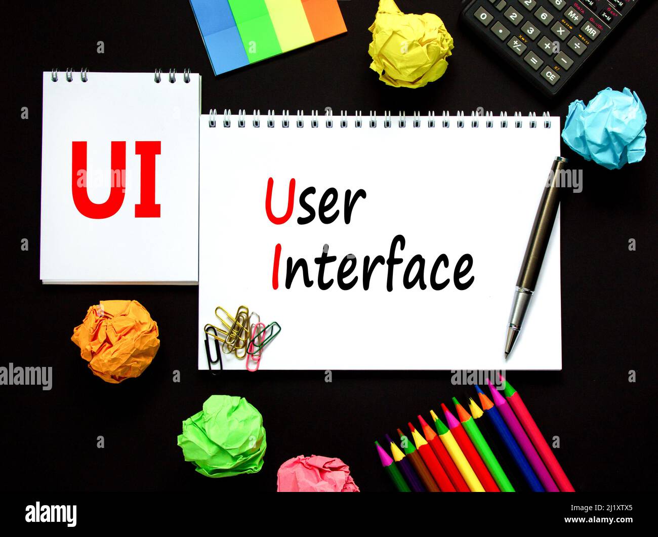 UI user interface symbol. Concept words UI user interface on white note ...
