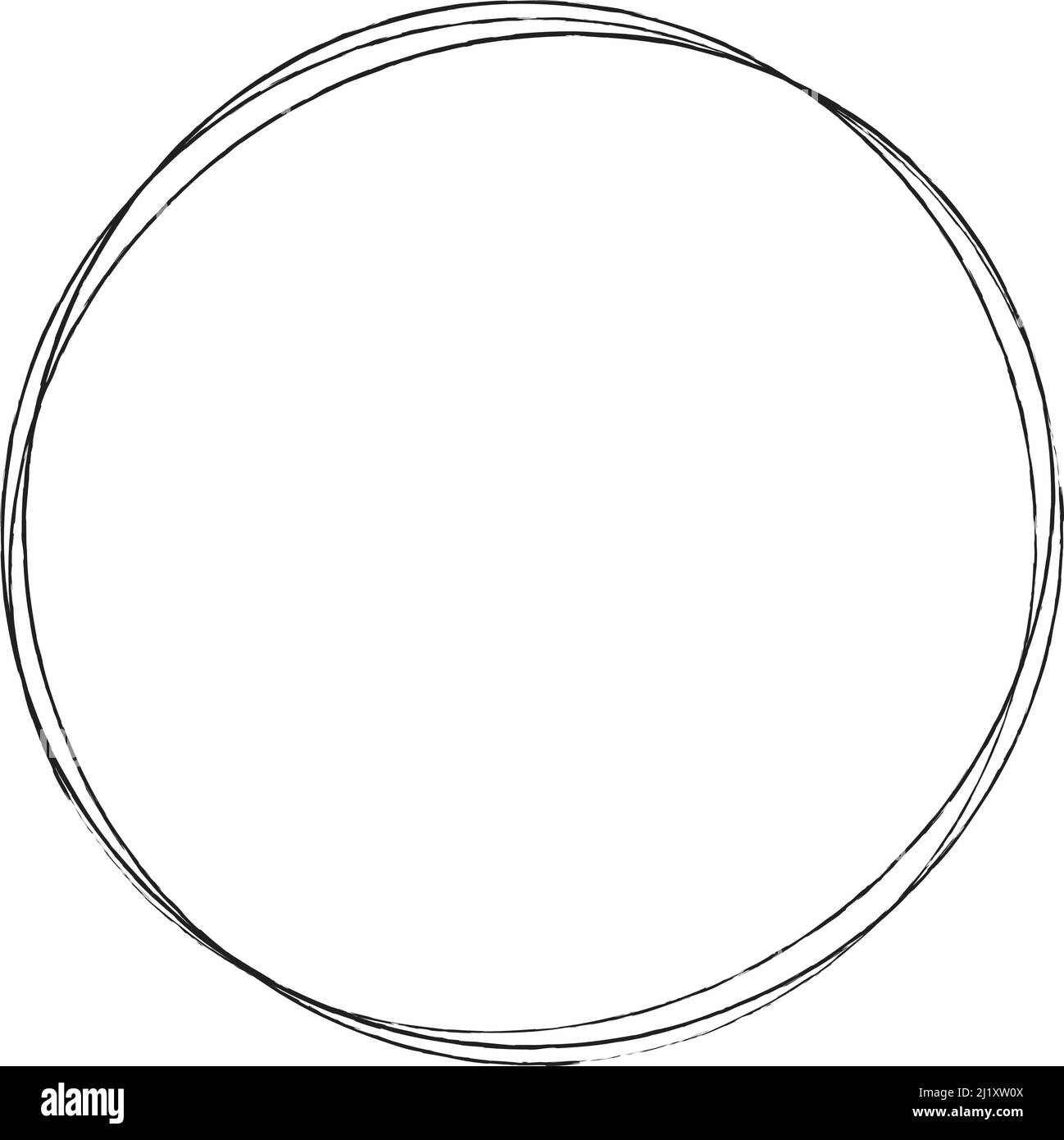 Random circles with hand drawn, free hand drawing effect. Concentric ...