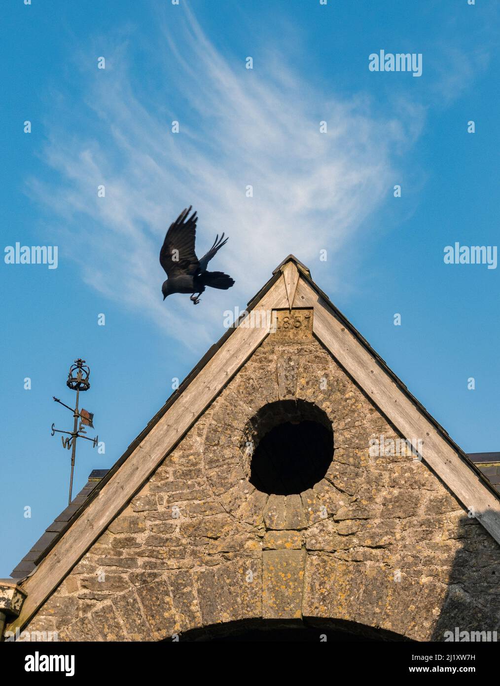 UK, England, Somerset, Mendip Hills. Priddy village green. Manor Farm ...