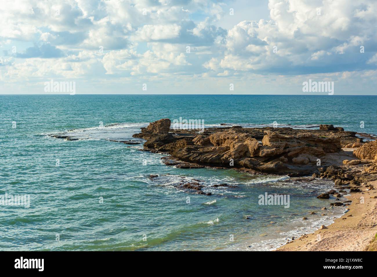 Stone coast of the sea. Seascape Stock Photo - Alamy