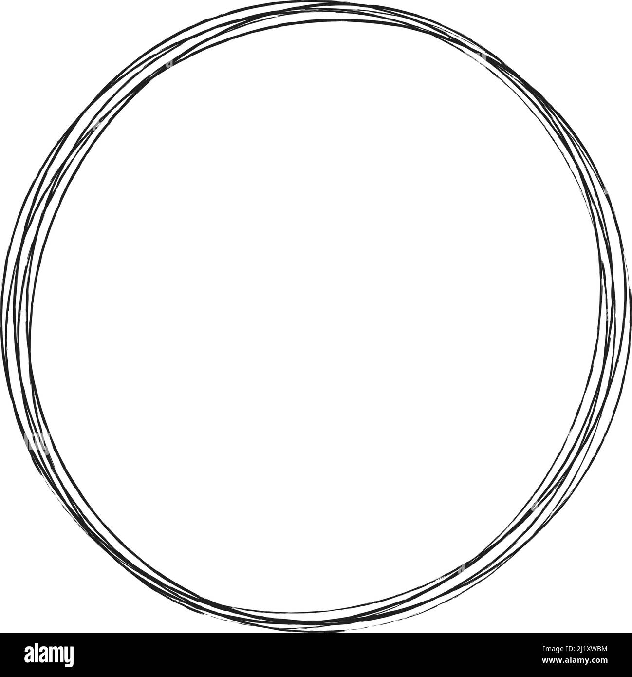 Random circles with hand drawn, free hand drawing effect. Concentric ...