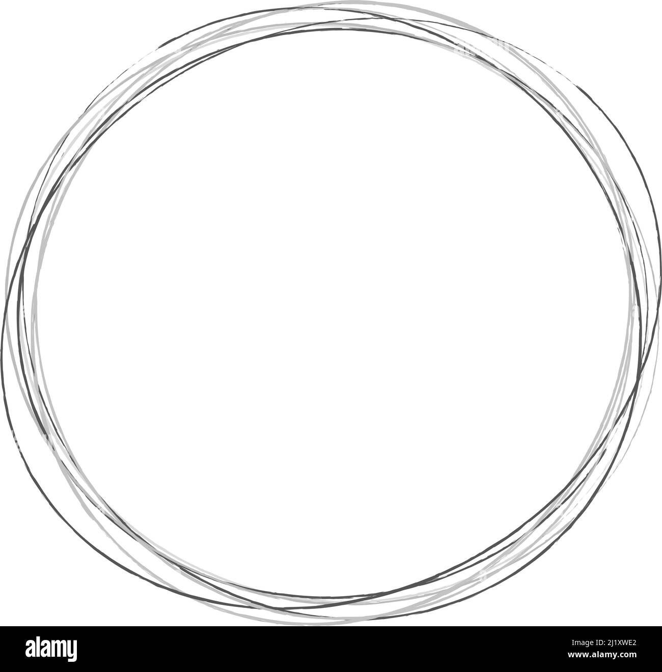 Random circles with hand drawn, free hand drawing effect. Concentric ...