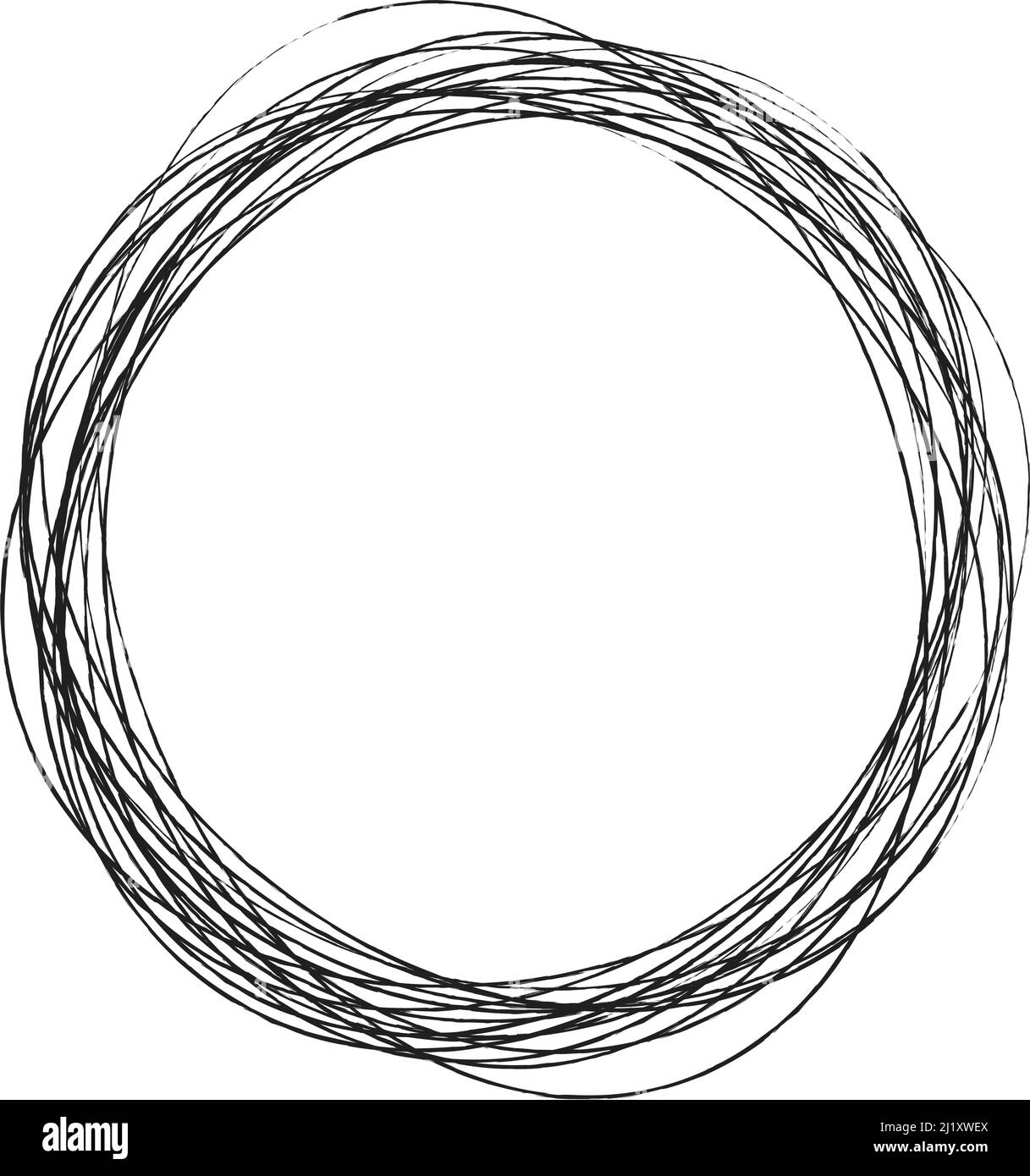 Random circles with hand drawn, free hand drawing effect. Concentric ...