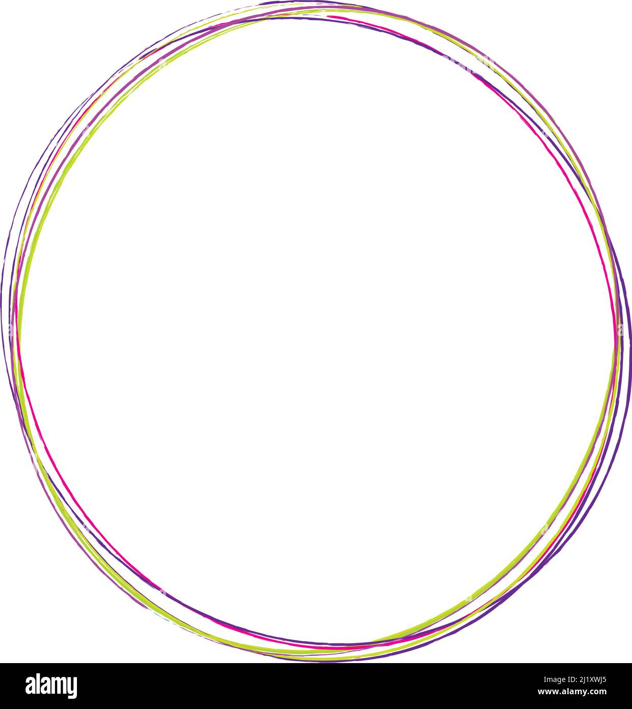 Random circles with hand drawn, free hand drawing effect. Concentric ...