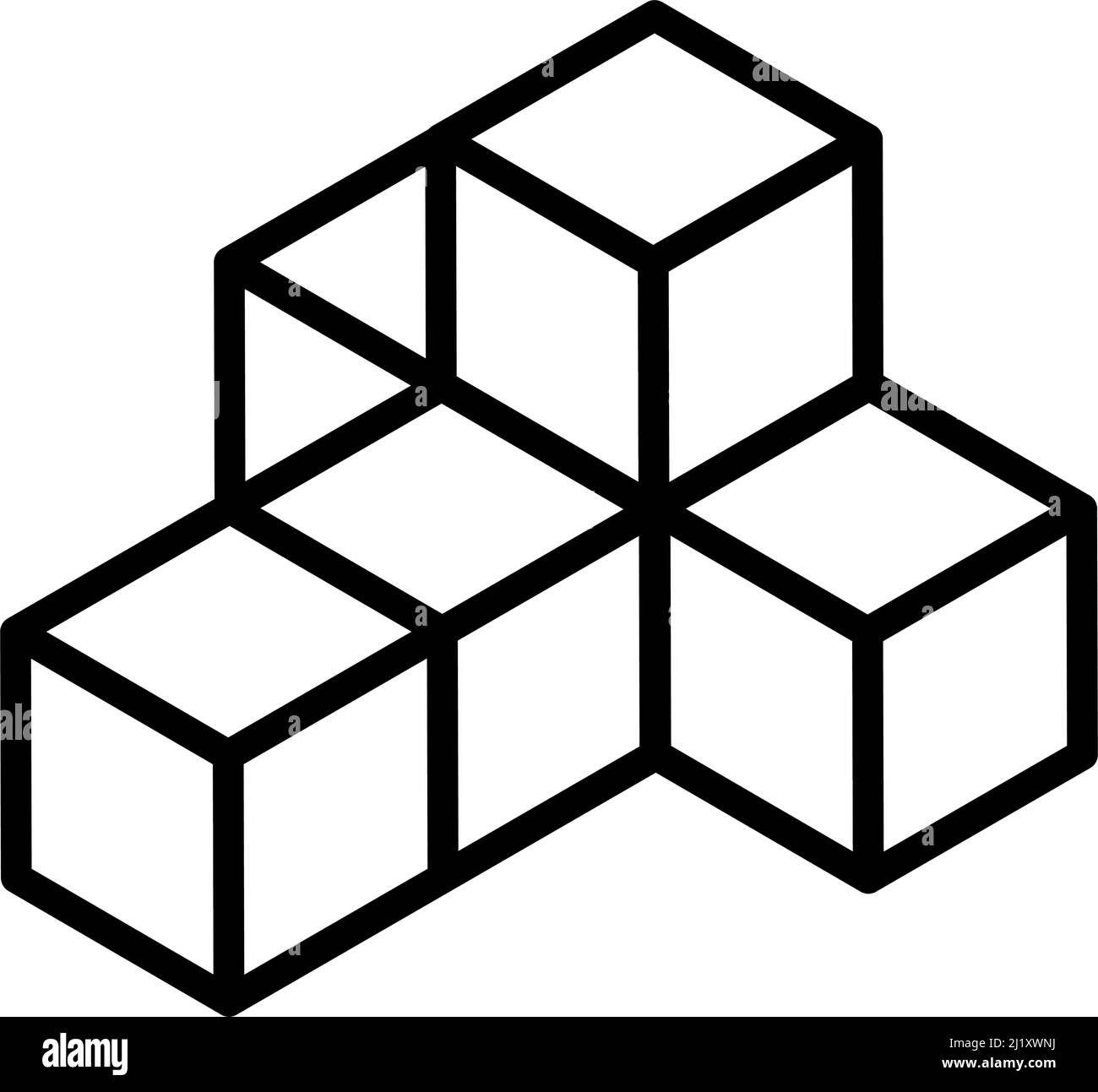3d Cube icon, symbol illustration. Building, cargo icon. Squares cubic ...