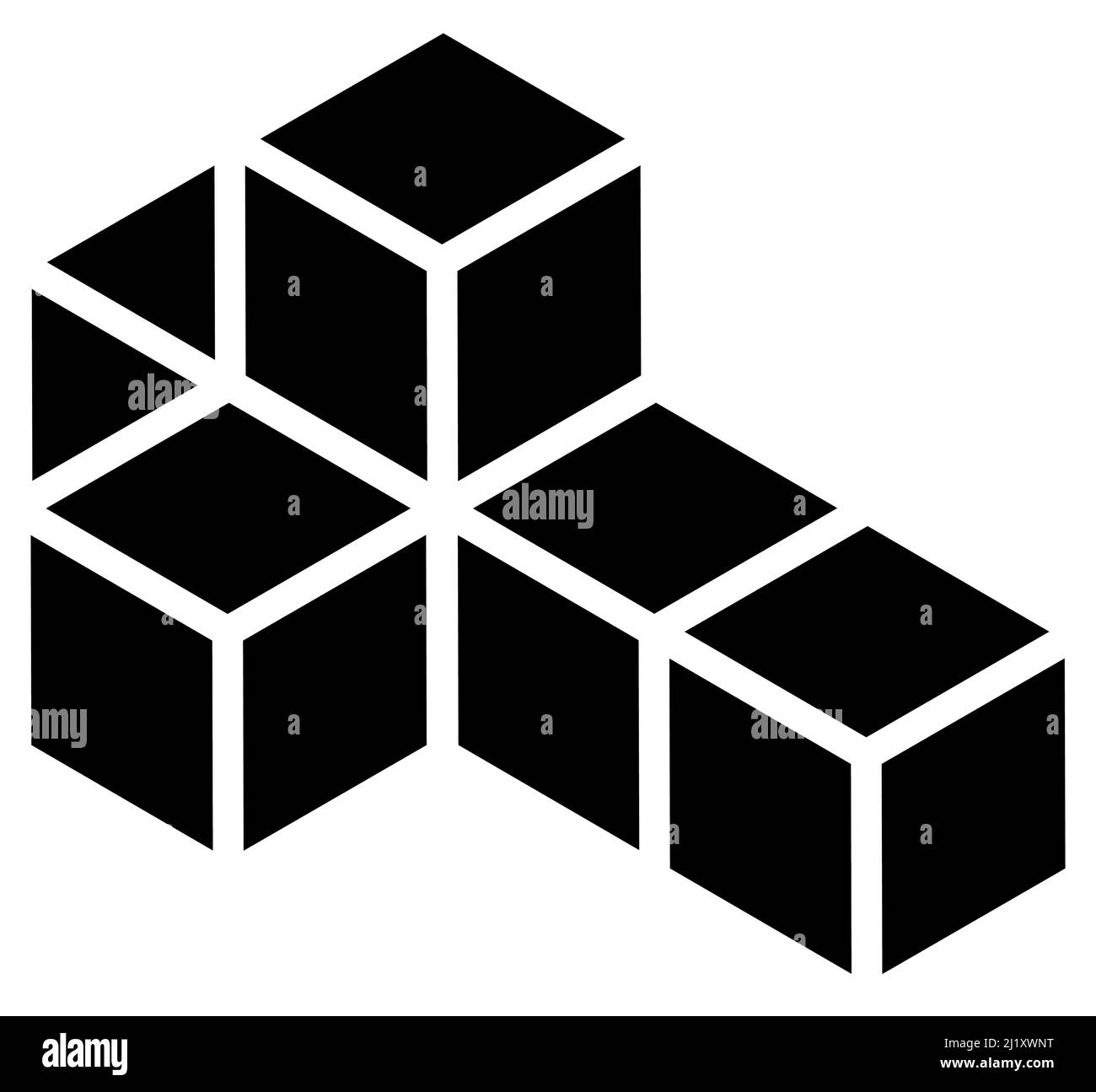 3d Cube icon, symbol illustration. Building, cargo icon. Squares cubic ...