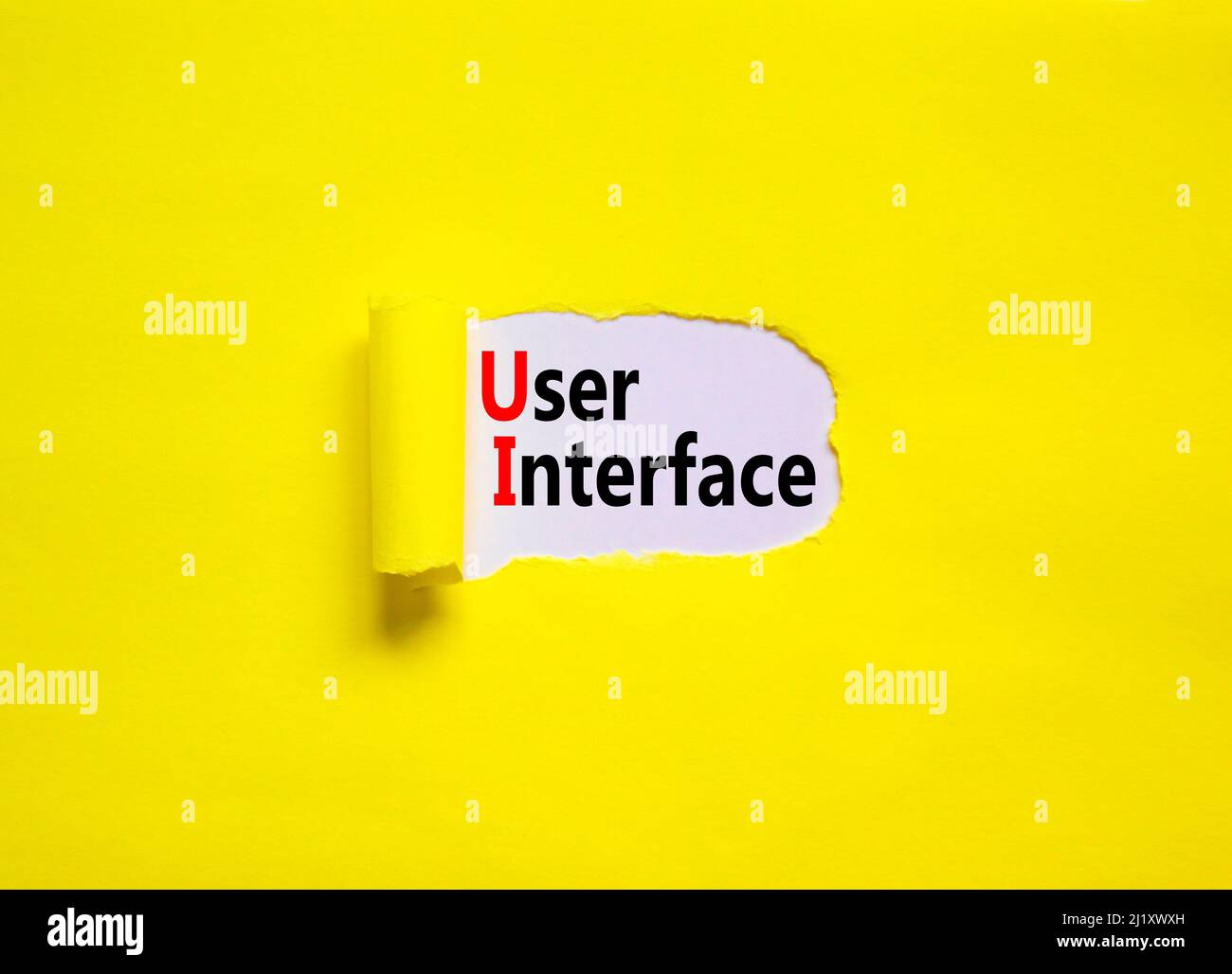 UI user interface symbol. Concept words UI user interface on yellow ...