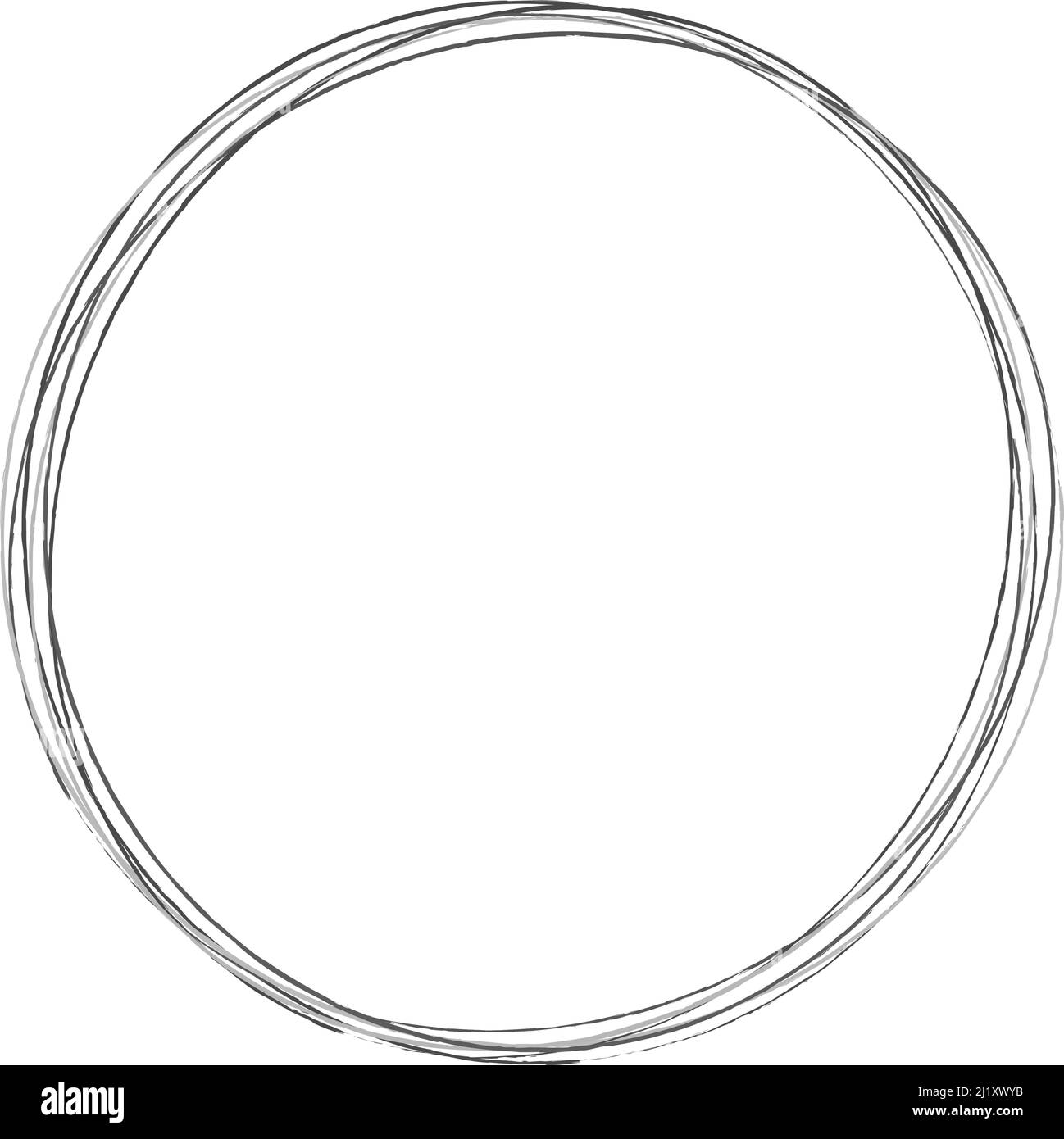 Random circles with hand drawn, free hand drawing effect. Concentric ...