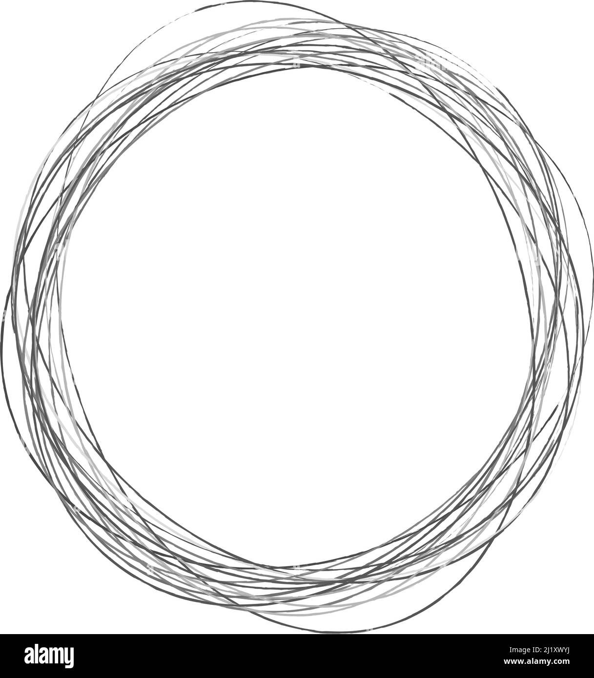 Random circles with hand drawn, free hand drawing effect. Concentric ...