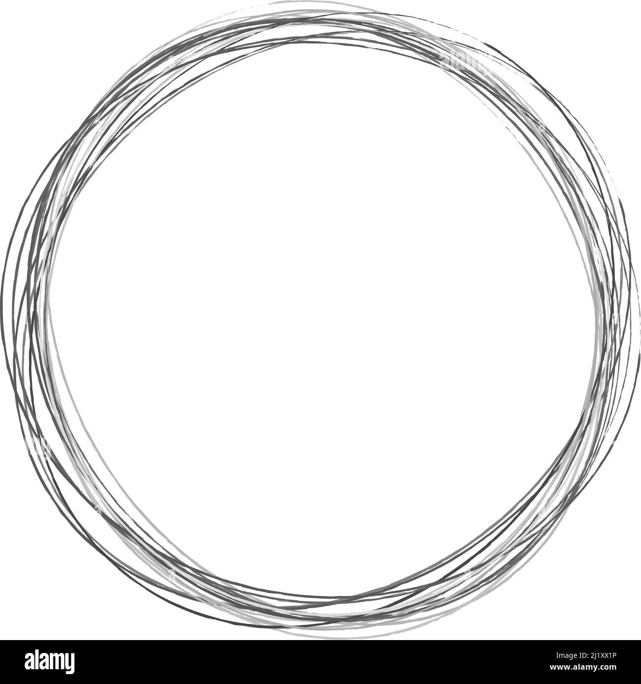 Random circles with hand drawn, free hand drawing effect. Concentric ...