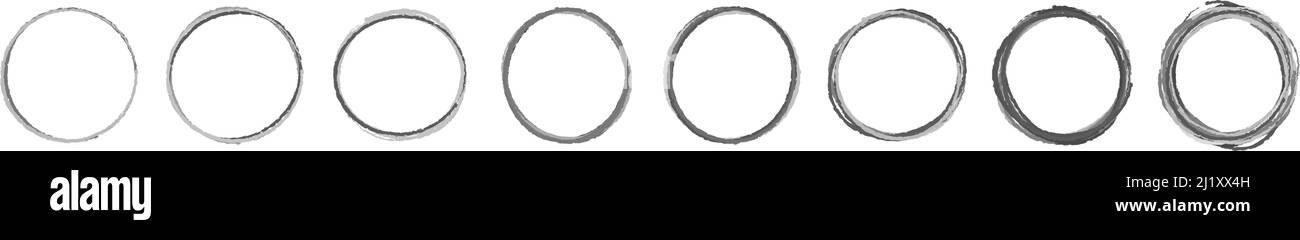 Random circles with hand drawn, free hand drawing effect. Concentric ...