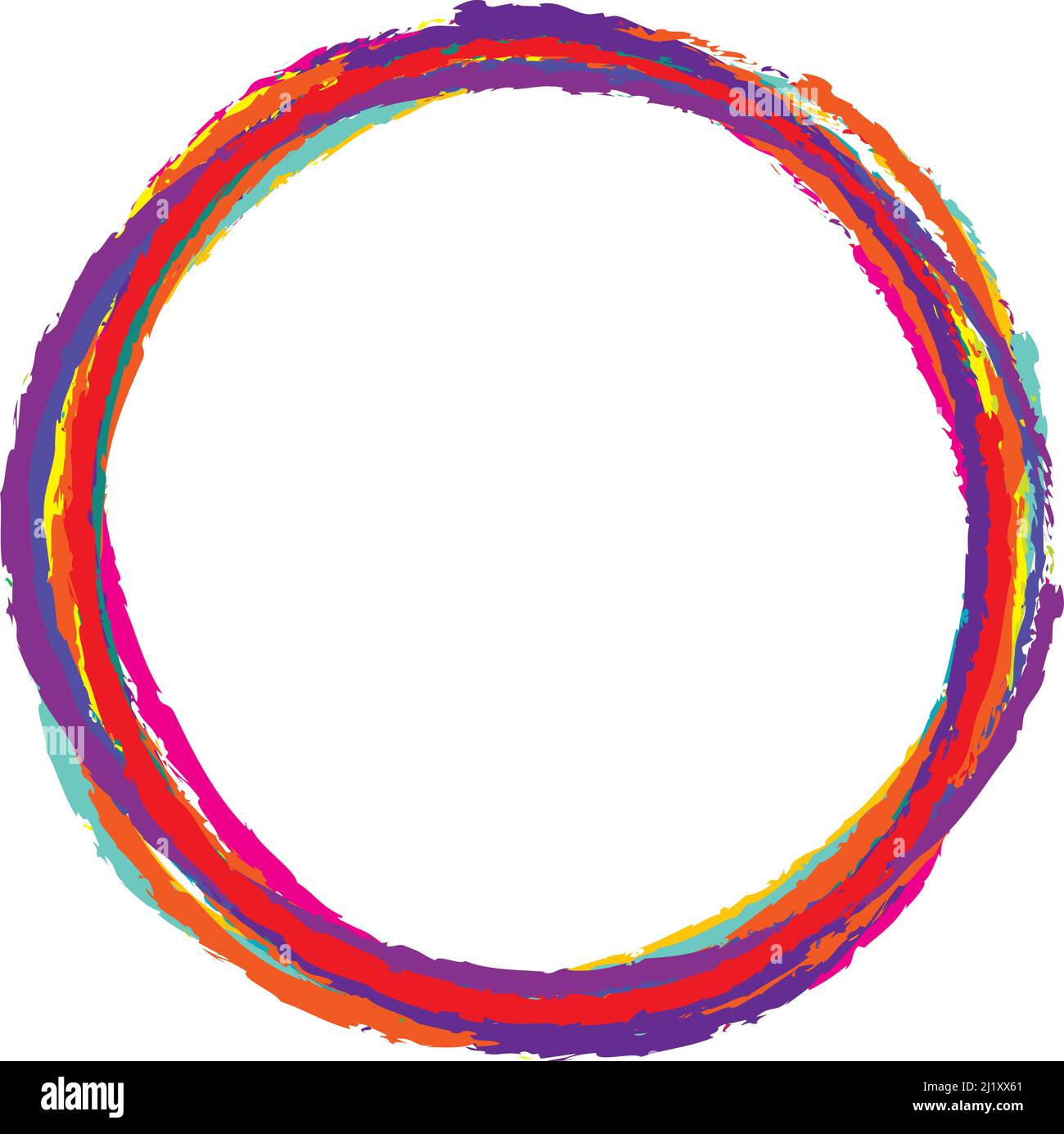Random circles with hand drawn, free hand drawing effect. Concentric ...