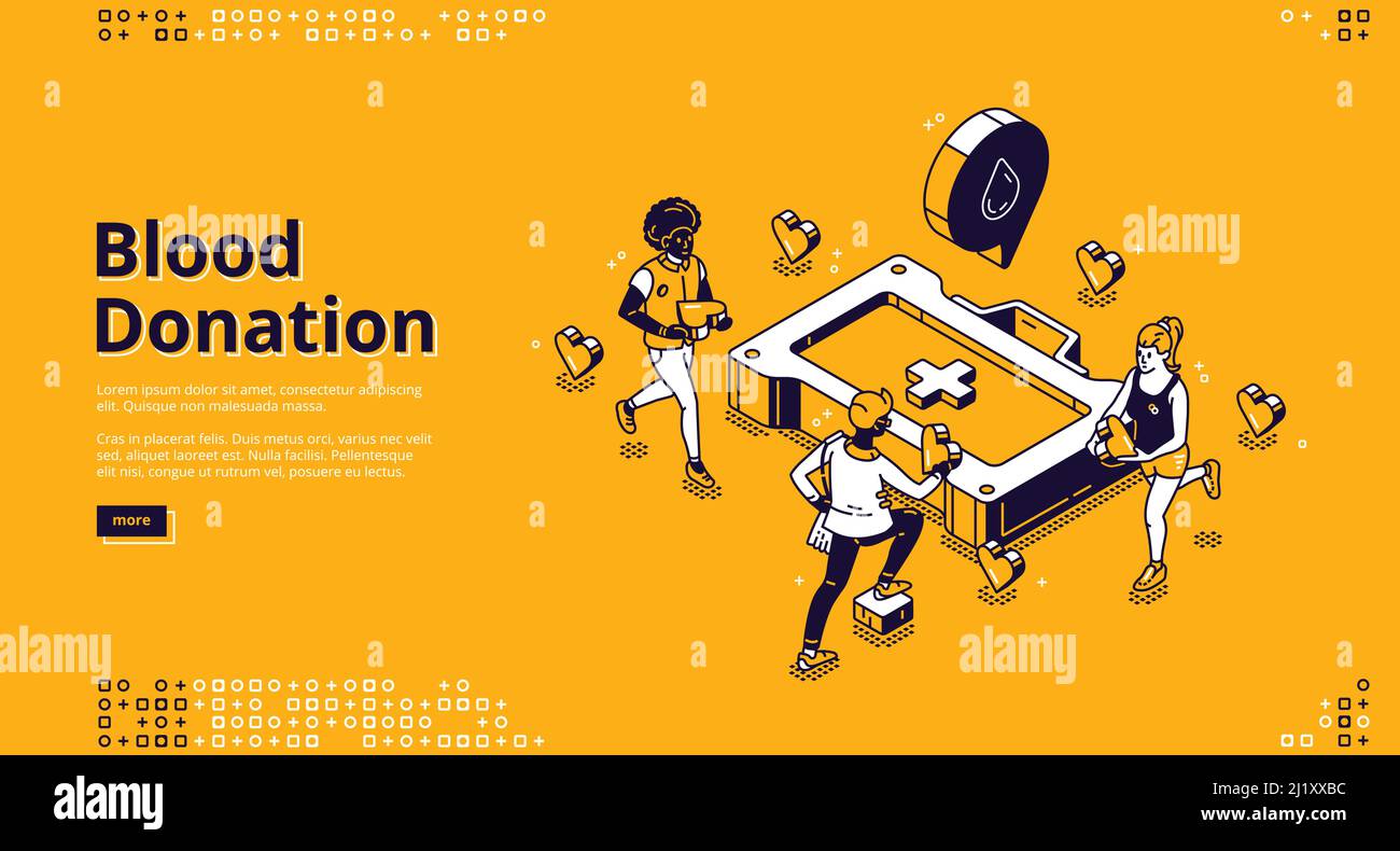 Blood donation isometric landing page, donor experience, lifeblood ...