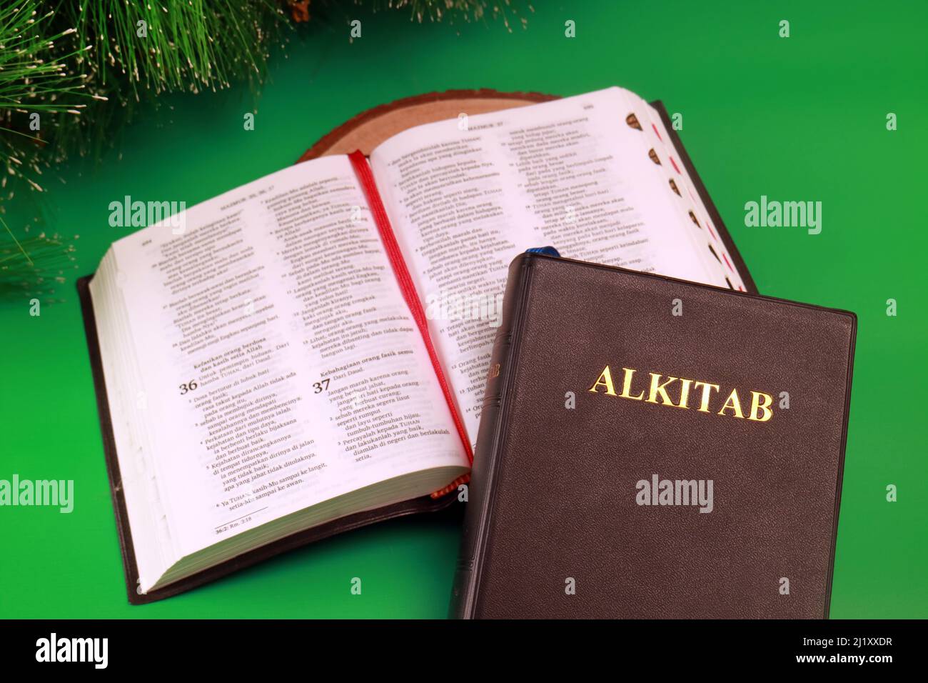 Studio photo indoor of Bible Indonesian Language Alkitab Close and Open ...