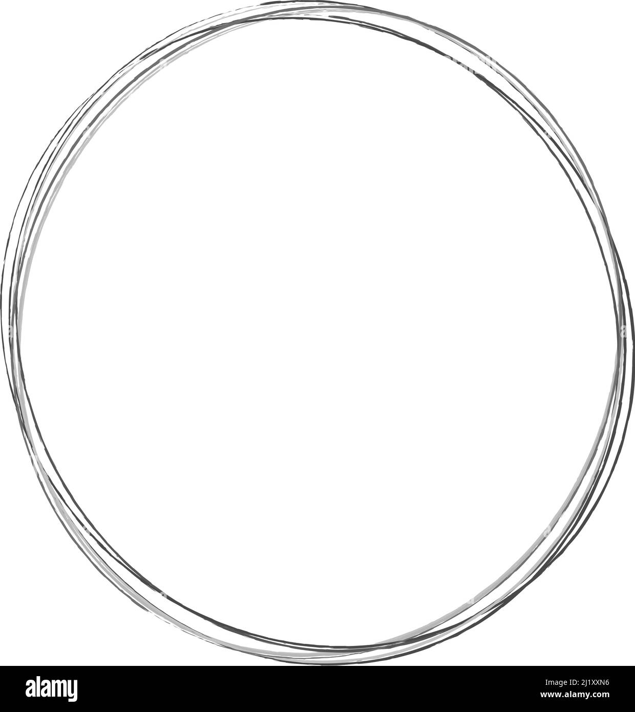 Random circles with hand drawn, free hand drawing effect. Concentric ...