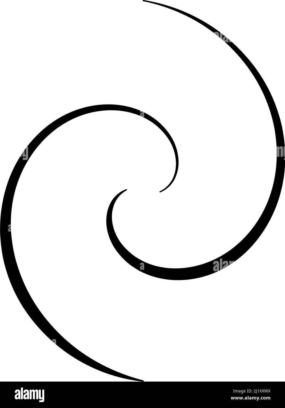 Spiral, swirl, twirl and whirl element. Helix, volute ripple, vortex ...