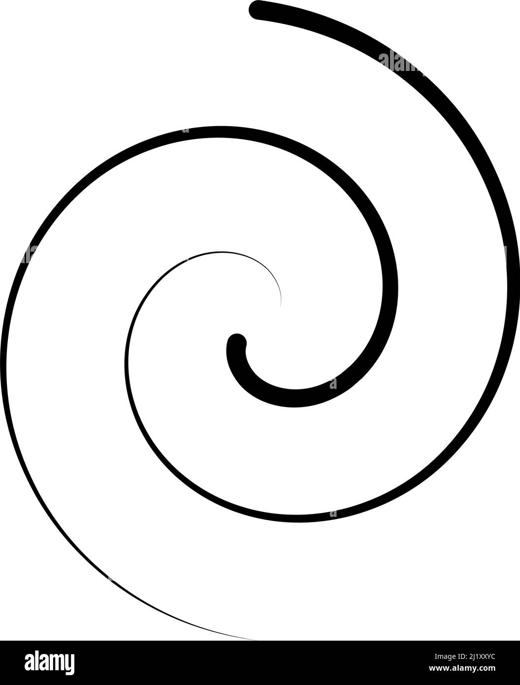 Spiral, swirl, twirl and whirl element. Helix, volute ripple, vortex ...