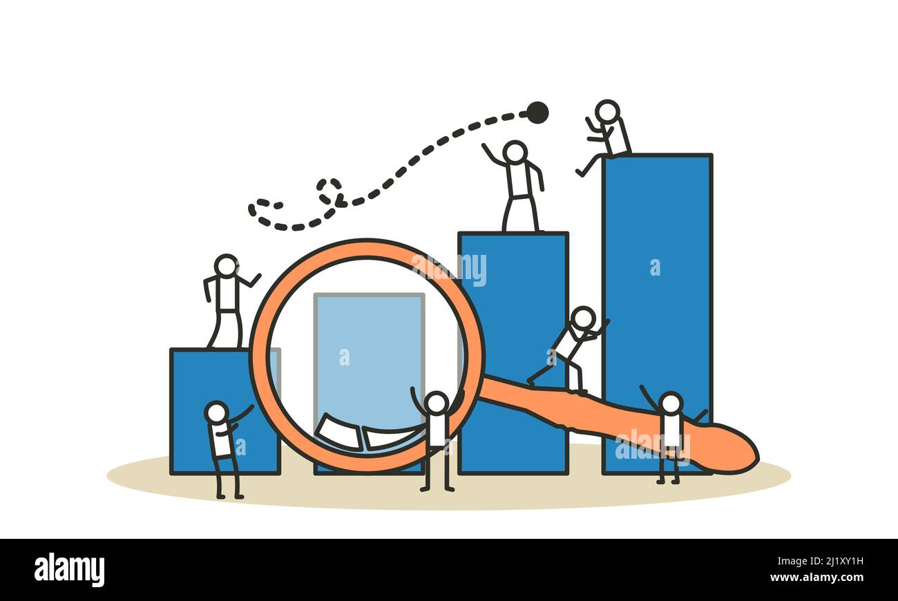 Analytic partnership vector illustration background with man and woman ...