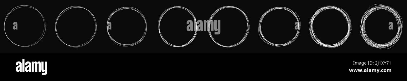 Random circles with hand drawn, free hand drawing effect. Concentric ...