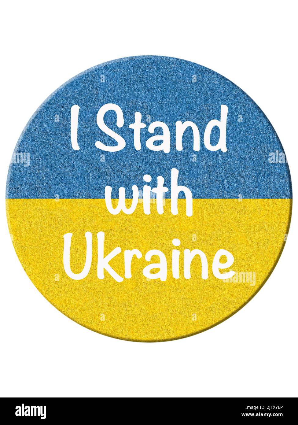 round badge with Ukrainian flag and message I Stand with Ukraine on ...